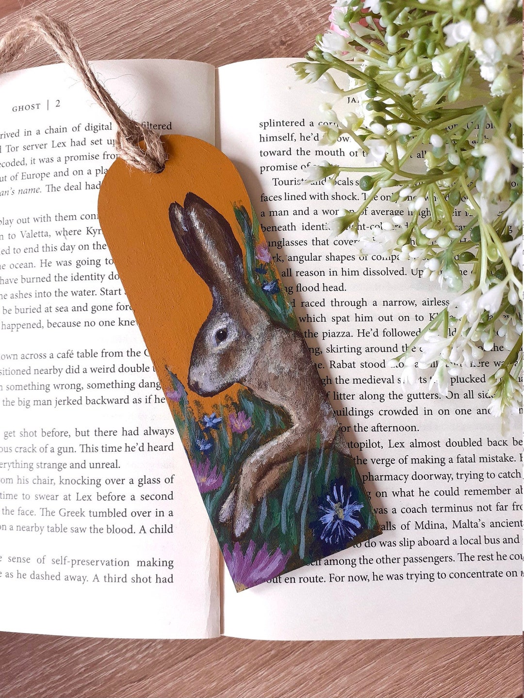 Hare Bookmark, Floral Bookmark, Hare Painting, Folk Art, Folk Art ...