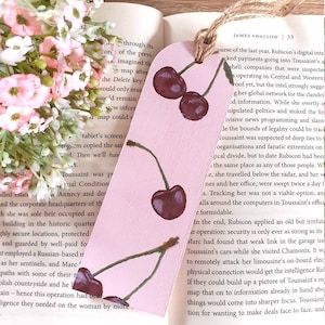 Cherry Bookmark, Cherry Painting, Wooden Bookmarks, Cherry Stationary ...