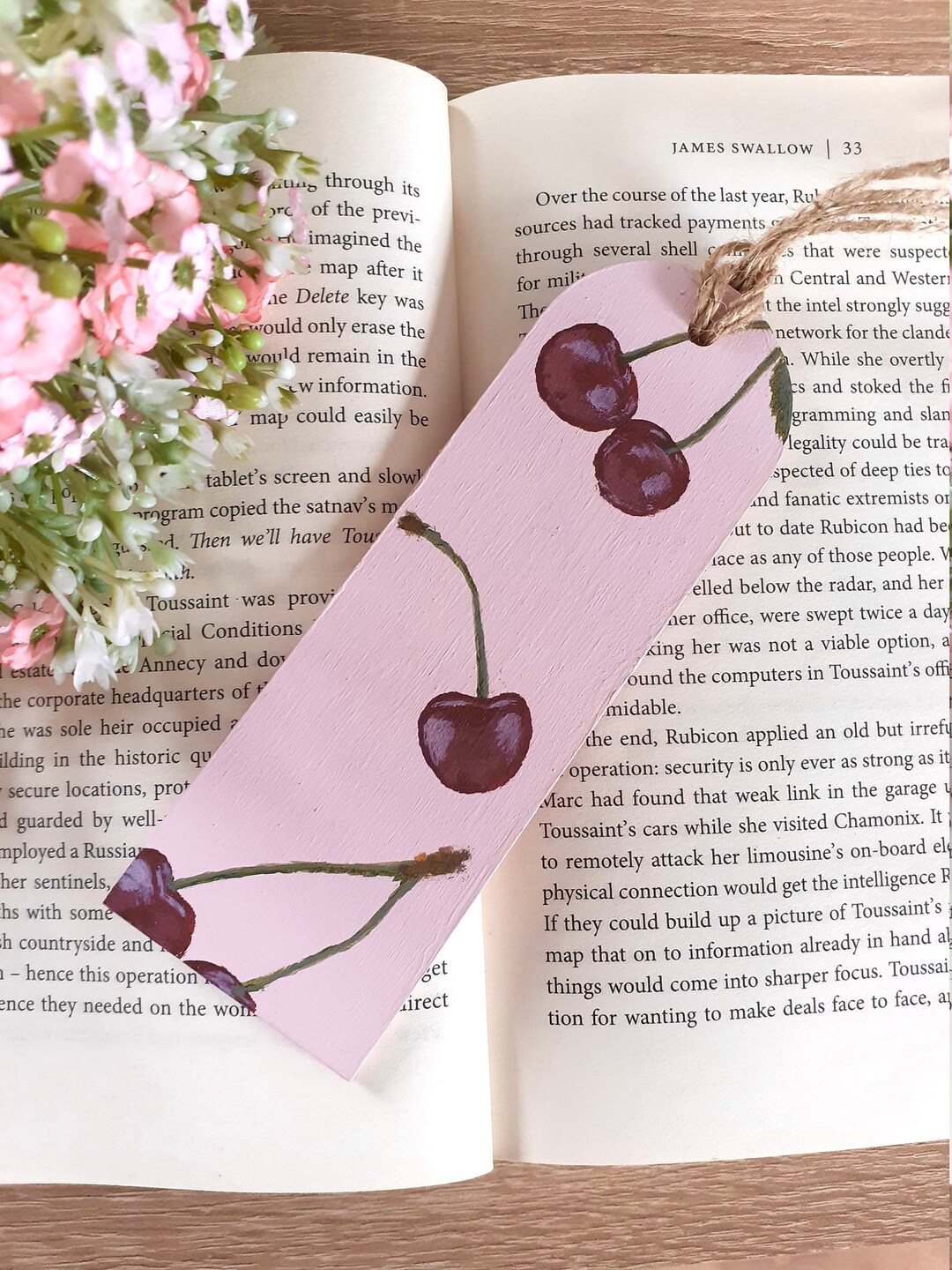 Cherry Bookmark, Cherry Painting, Wooden Bookmarks, Cherry Stationary ...