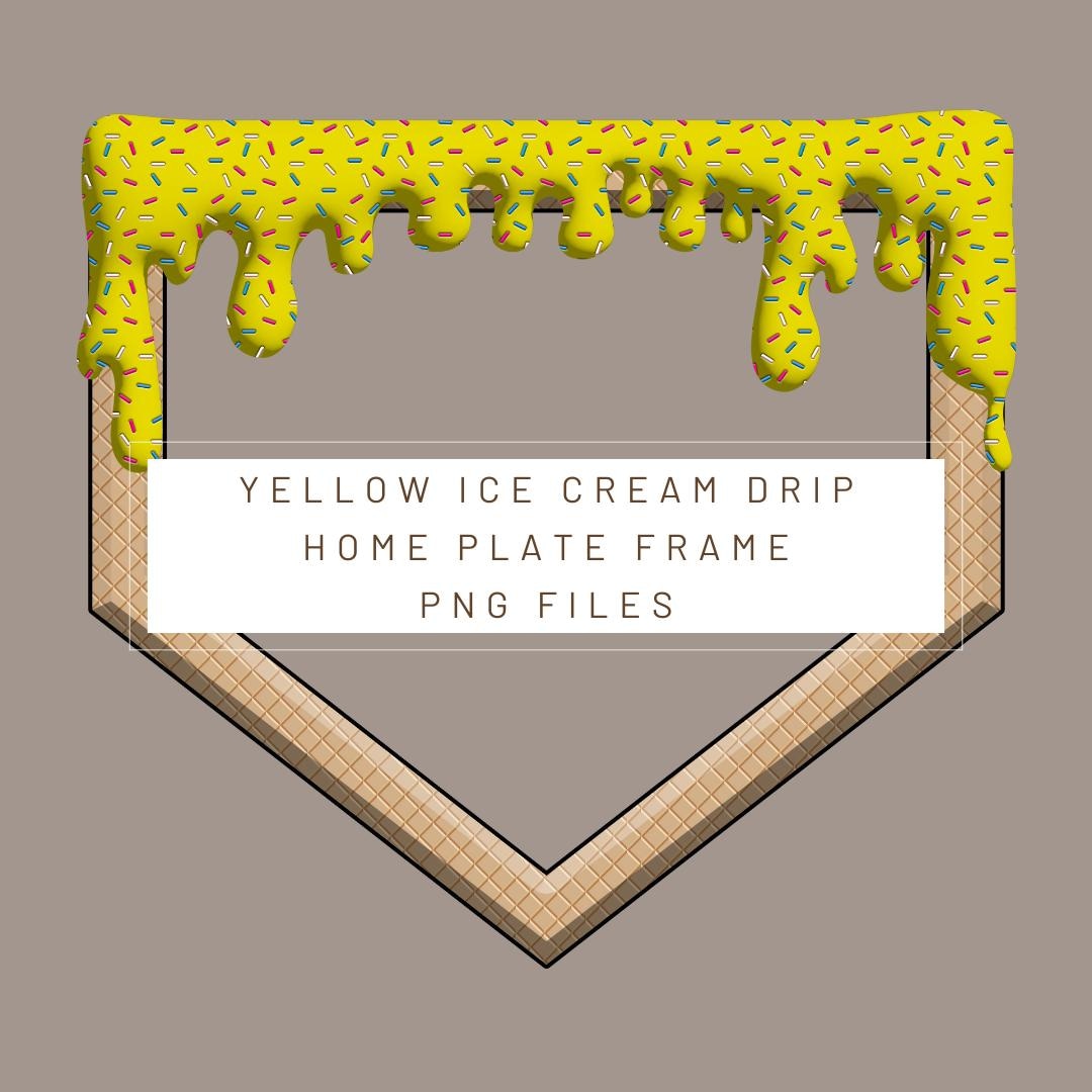 PNG Digital File. Yellow Home Plate Ice Cream Drip. Ready to Download ...