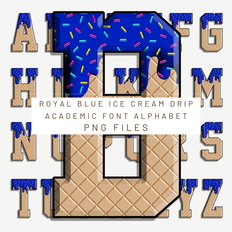 PNG Digital File. Royal Blue Ice Cream Drip Letters Academic Font ...