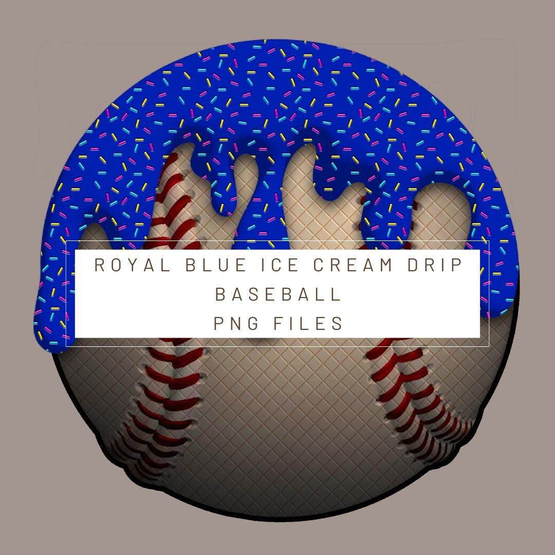 PNG Digital File. Royal Blue Baseball Ice Cream Drip Numbers. Ready to ...