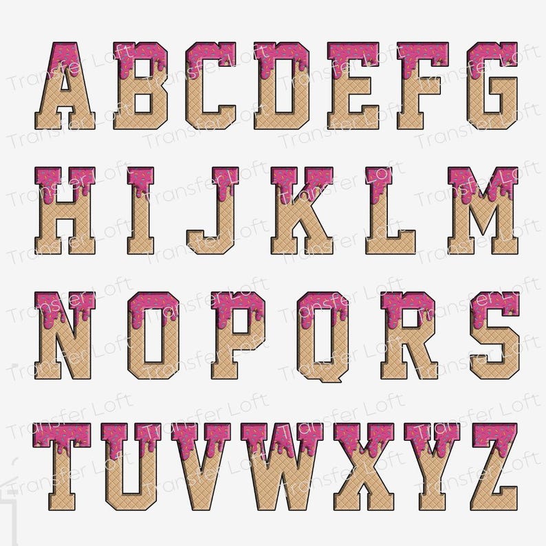 PNG Digital File. Strawberry Pink Ice Cream Drip Letters Academic Font ...
