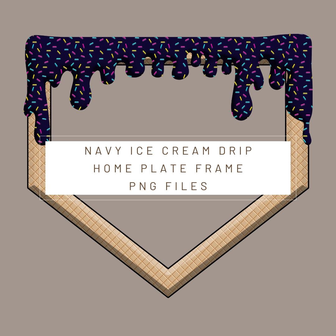PNG Digital File. Navy Home Plate Ice Cream Drip. Ready to Download and ...