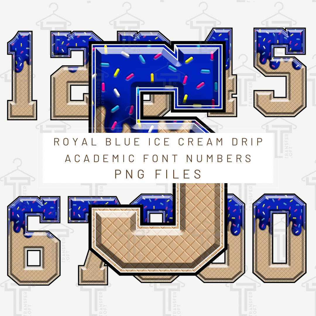 PNG Digital File. Royal Blue Ice Cream Drip Numbers. Ready to Download ...