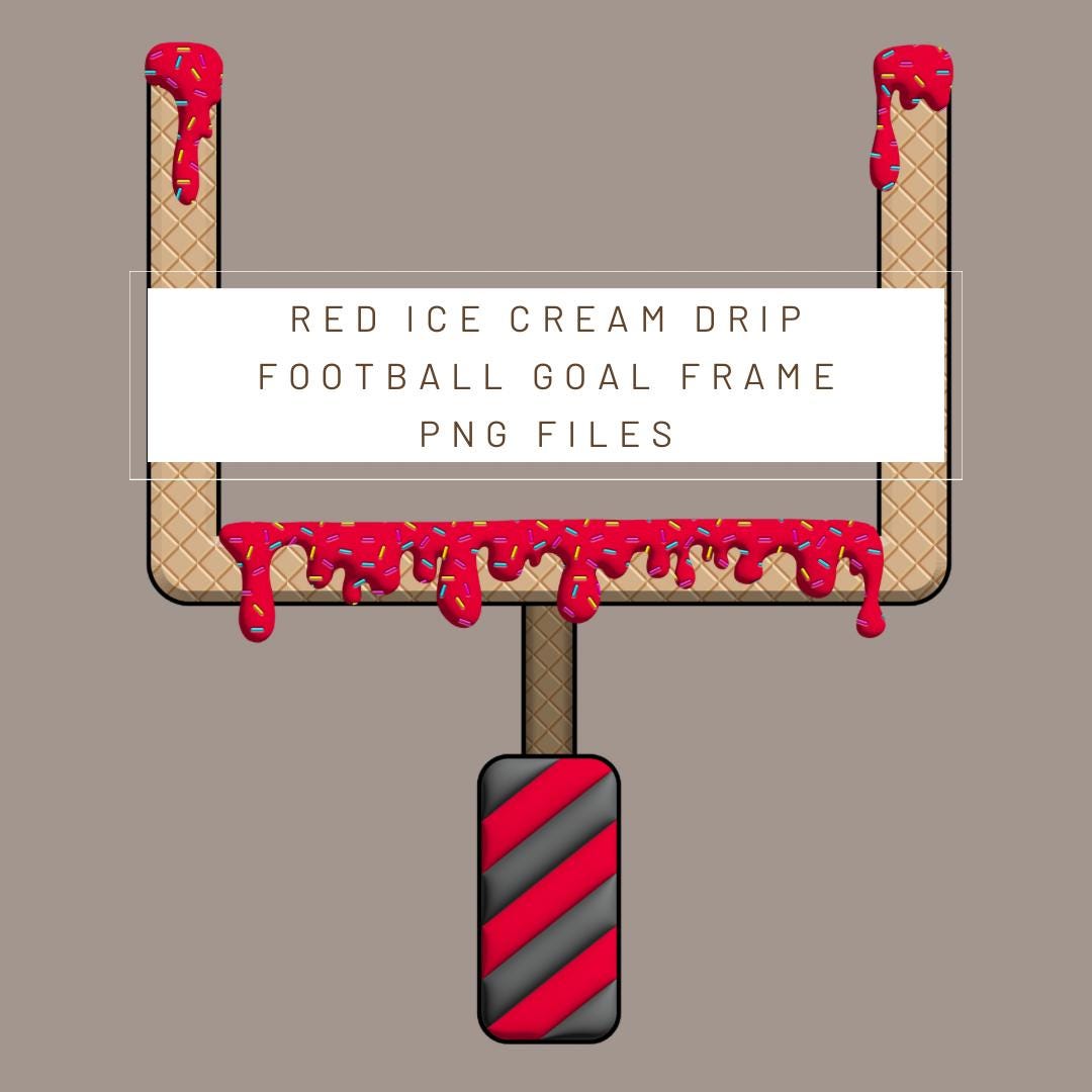 PNG Digital File. Red Football Goal Ice Cream Drip Numbers. Ready to ...