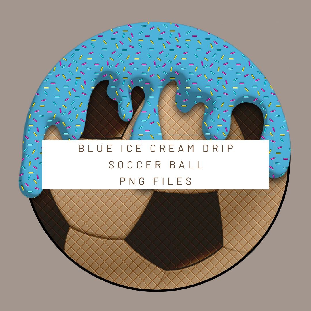PNG Digital File. Blue Soccer Ball Ice Cream Drip Numbers. Ready to ...