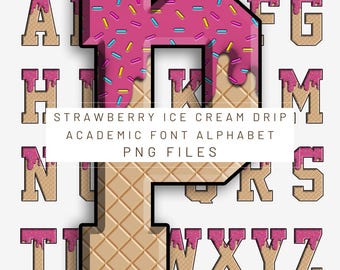 PNG Digital File. Blue Ice Cream Drip Letters Academic Font. Ready to ...