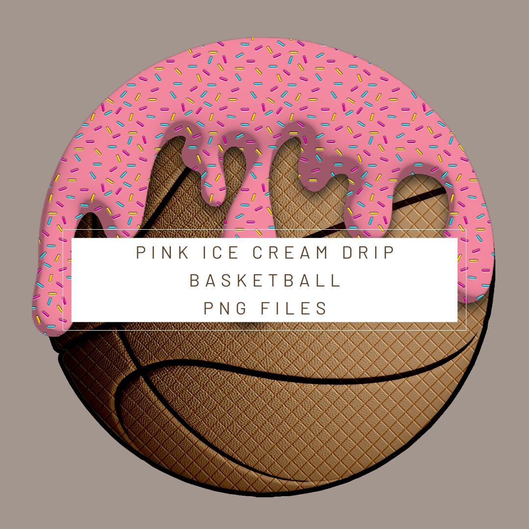 PNG Digital File. Pink Basketball Ice Cream Drip. Ready to Download and ...
