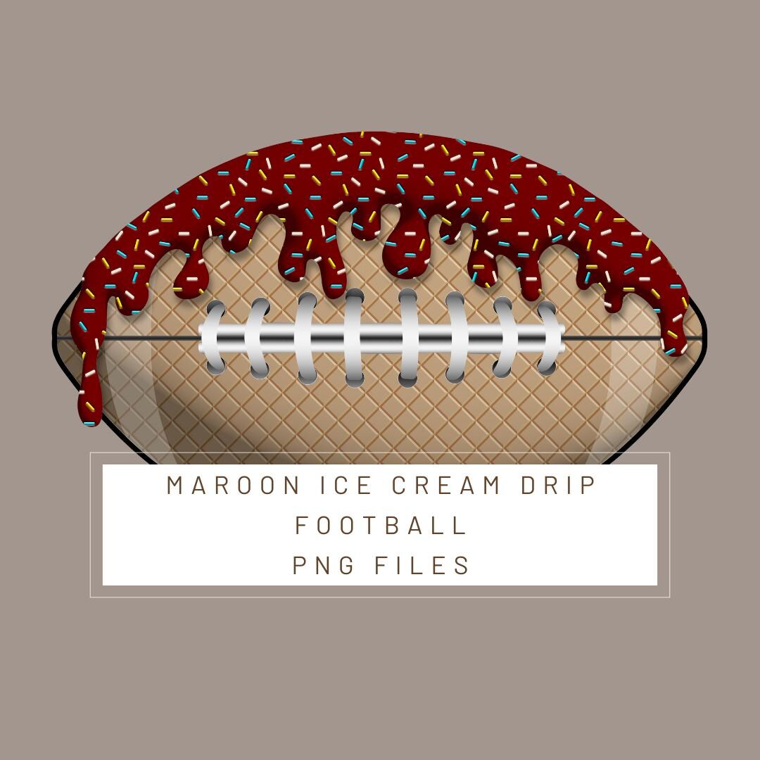 PNG Digital File. Maroon Football Ice Cream Drip Numbers. Ready to ...