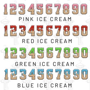 Ice Cream Drip Number Transfer. Fun Graphic DTF Print for T-shirt ...