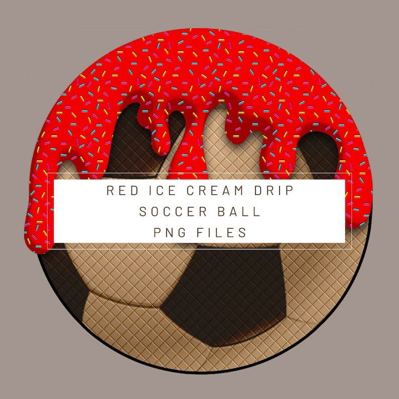 PNG Digital File. Red Soccer Ball Ice Cream Drip Numbers. Ready to ...