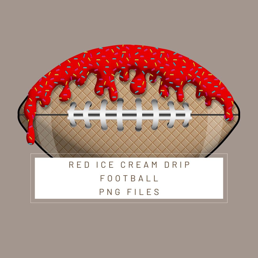 PNG Digital File. Red Football Ice Cream Drip Numbers. Ready to ...