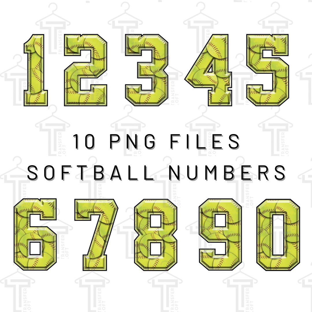 PNG Digital File. 10 Softball Sport Print Numbers. Ready to Download ...