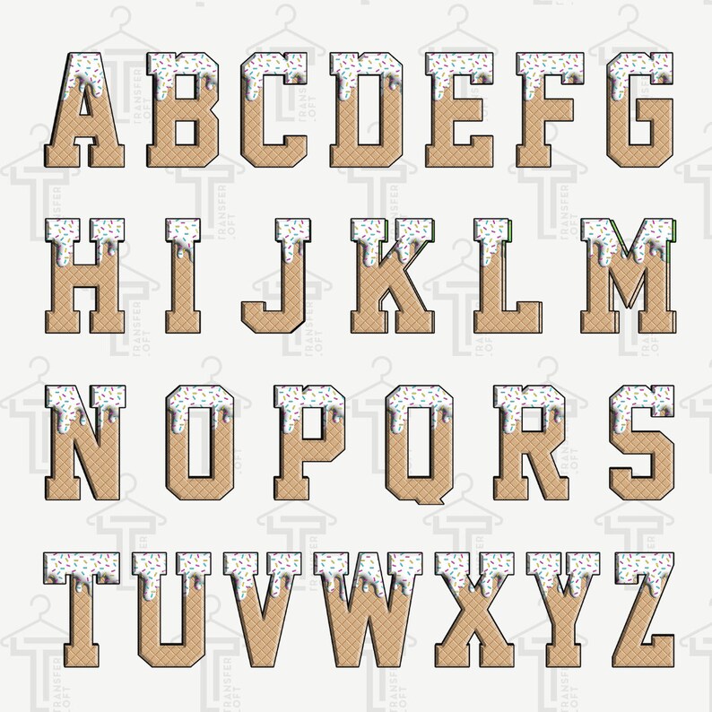 PNG Digital File. White Ice Cream Drip Letters Academic Font. Ready to ...