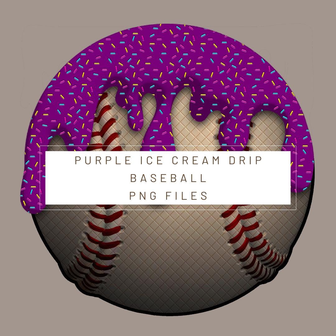 PNG Digital File. Purple Baseball Ice Cream Drip Numbers. Ready to ...