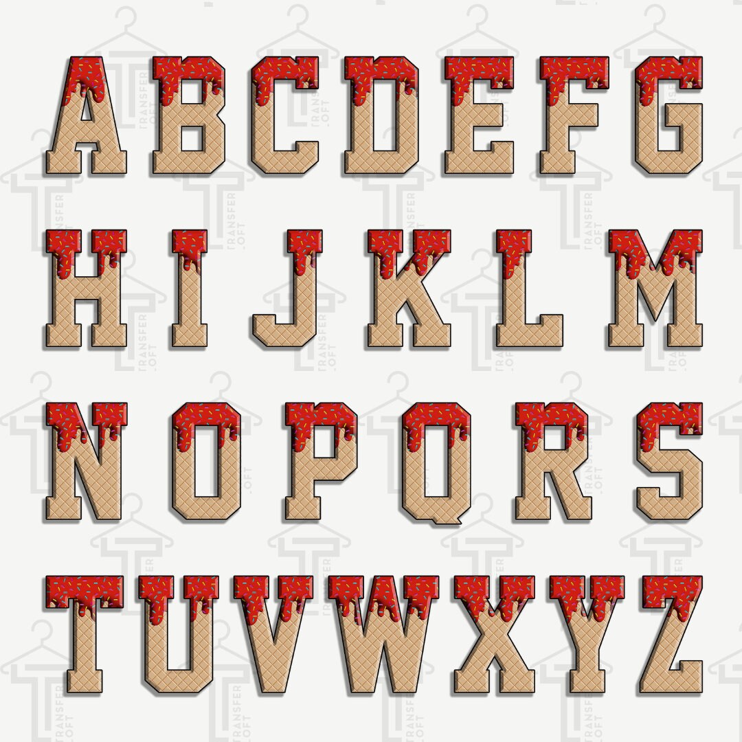PNG Digital File. Red Ice Cream Drip Letters Academic Font. Ready to ...