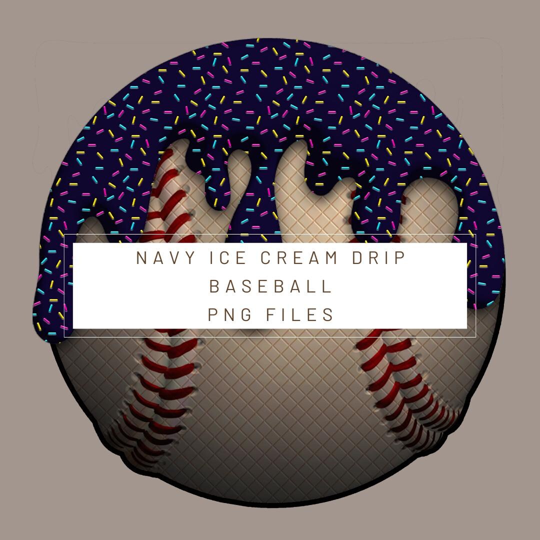 PNG Digital File. Navy Baseball Ice Cream Drip Numbers. Ready to ...