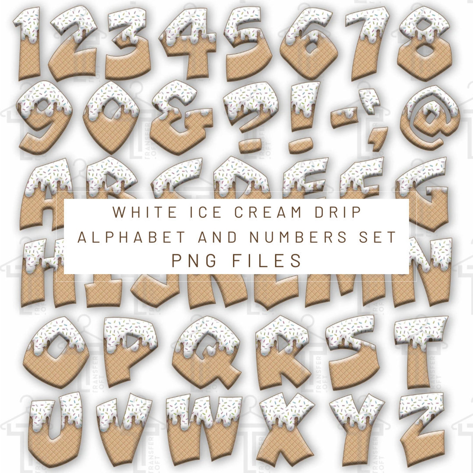 PNG Digital File. White Ice Cream Drip Letters and Numbers. Ready to ...
