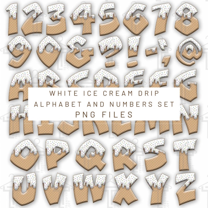 PNG Digital File. White Ice Cream Drip Letters and Numbers. Ready to ...