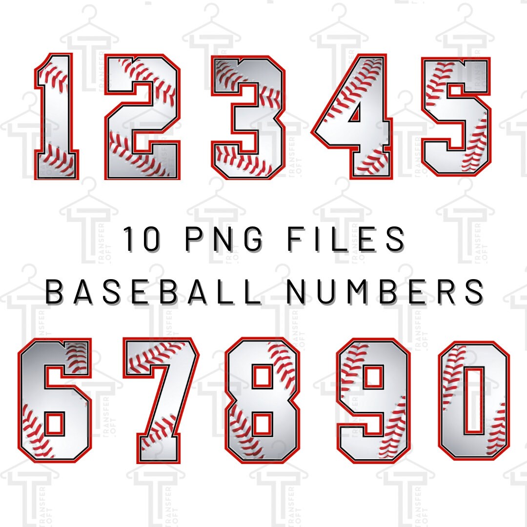 PNG Digital File. 10 Flat Baseball Print Numbers. Ready to Download and ...