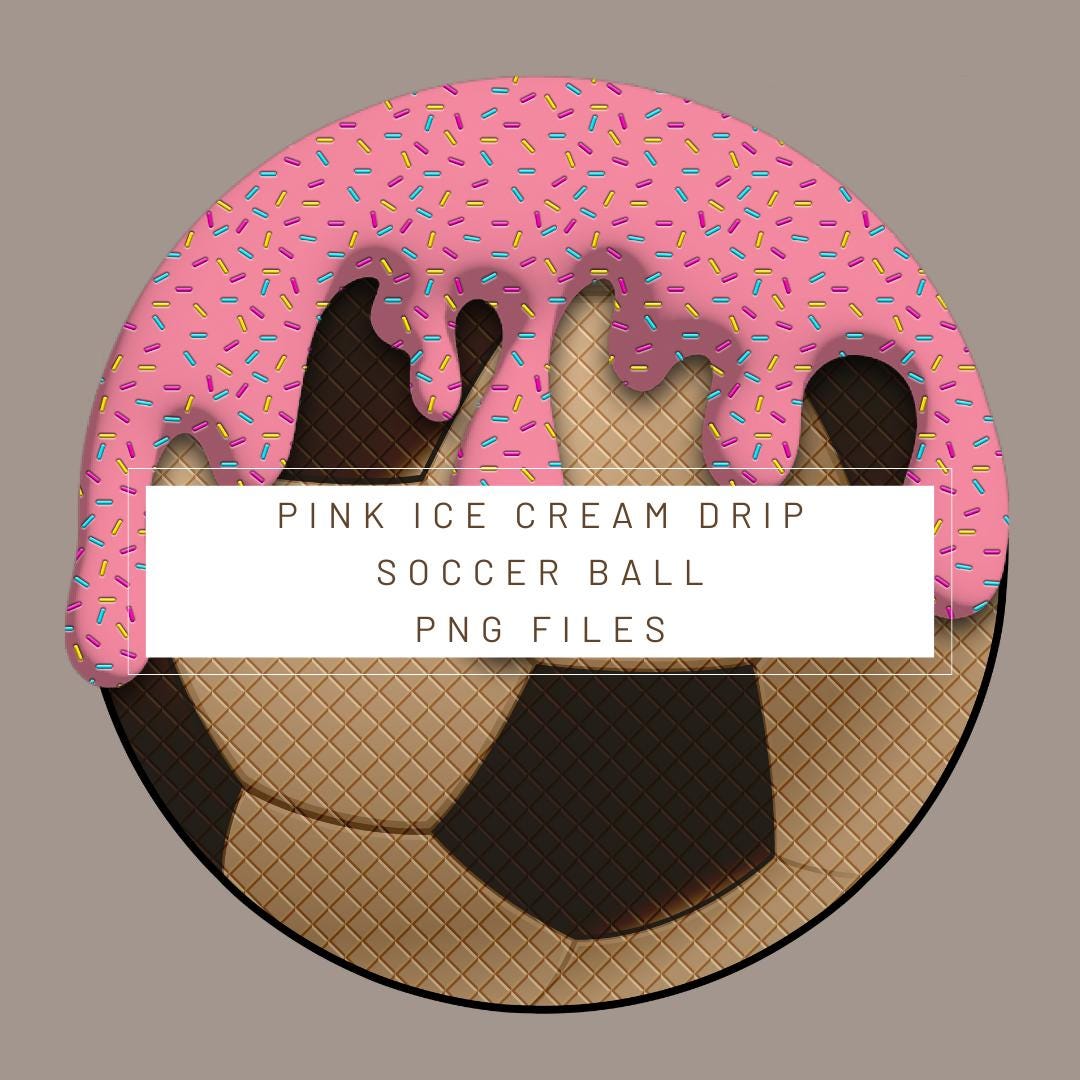 PNG Digital File. Pink Soccer Ball Ice Cream Drip Numbers. Ready to ...