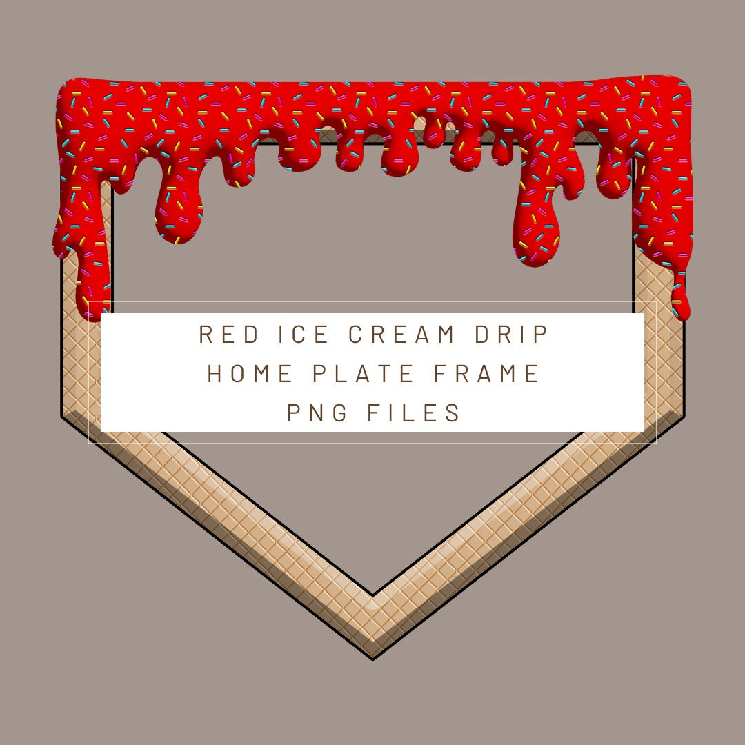 PNG Digital File. Red Home Plate Ice Cream Drip. Ready to Download and ...