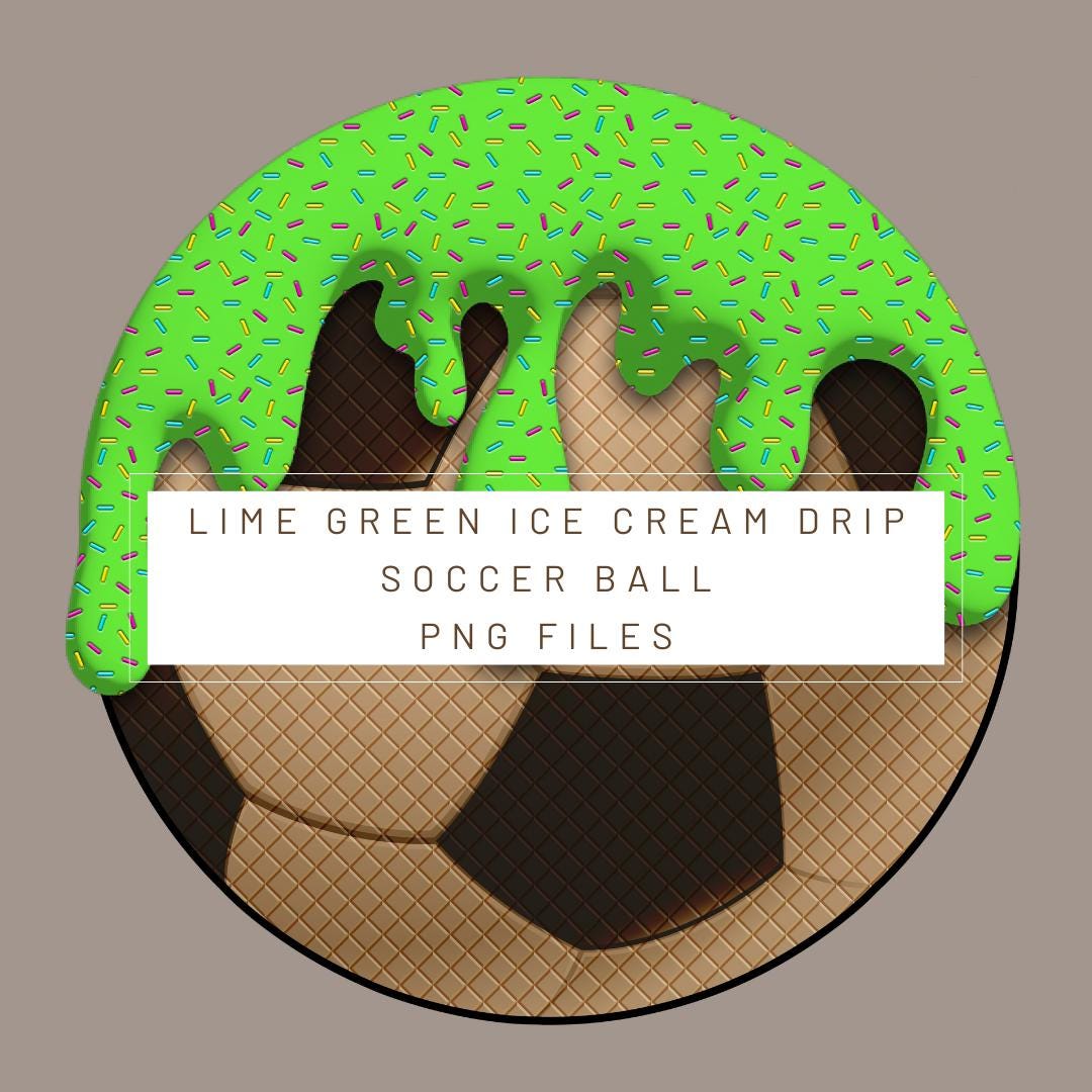 PNG Digital File. Lime Green Soccer Ball Ice Cream Drip Numbers. Ready ...