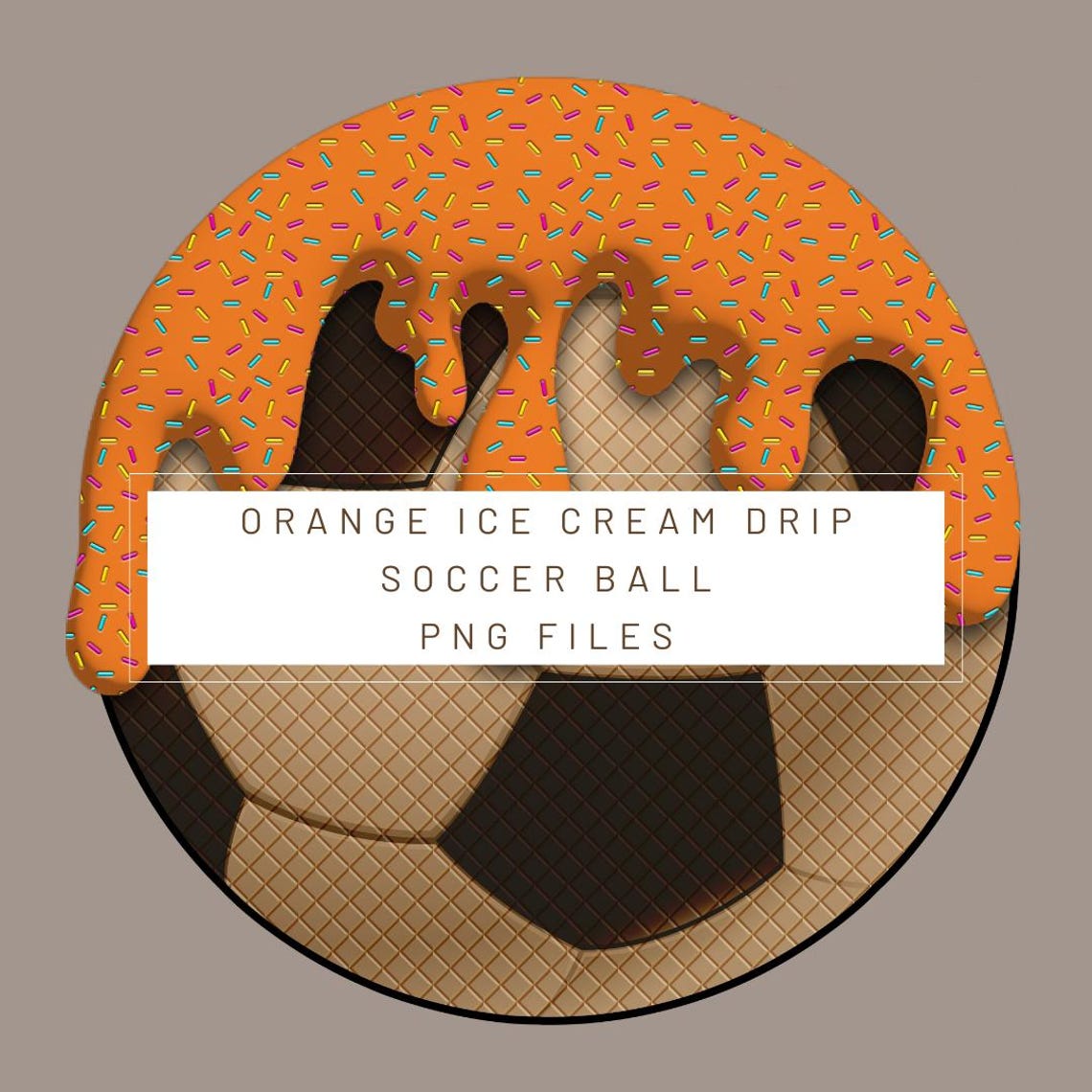 PNG Digital File. Orange Soccer Ball Ice Cream Drip Numbers. Ready to ...