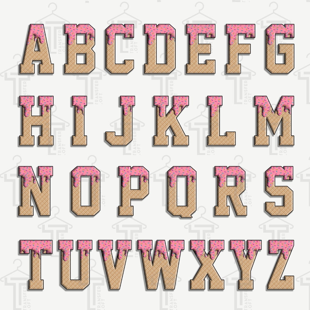 PNG Digital File. Pink Ice Cream Drip Letters Academic Font. Ready to ...