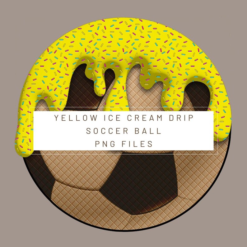 PNG Digital File. Yellow Soccer Ball Ice Cream Drip Numbers. Ready to ...