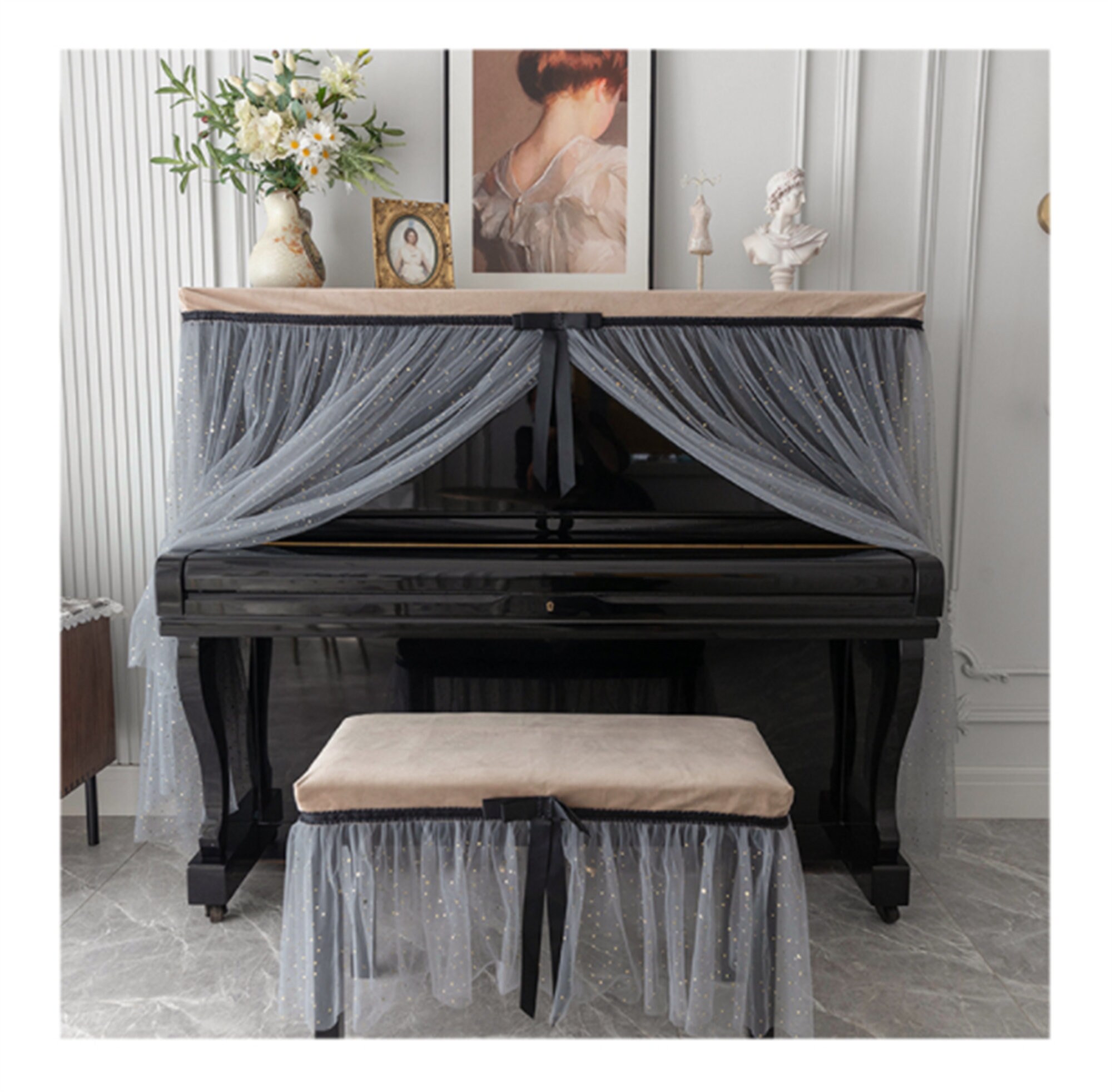 French Luxury Lace Full Piano Cover, Piano Dust Cover, Piano Cover ...