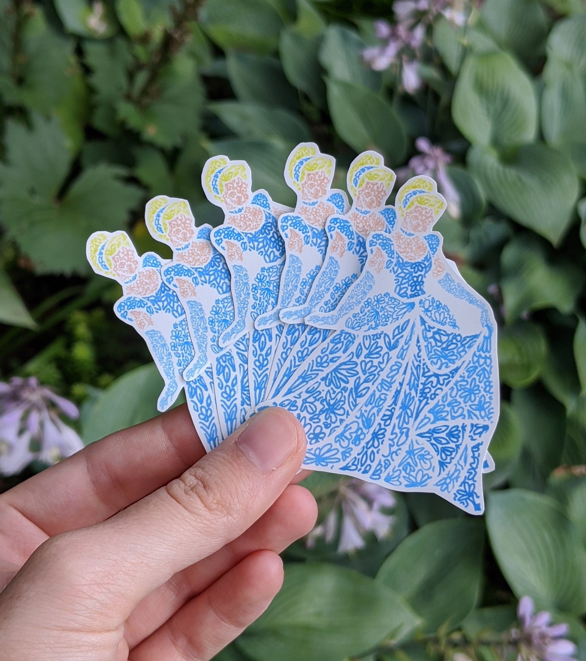 Floral Cinderella Sticker/ Flower Princess Outline Sticker/ - Etsy