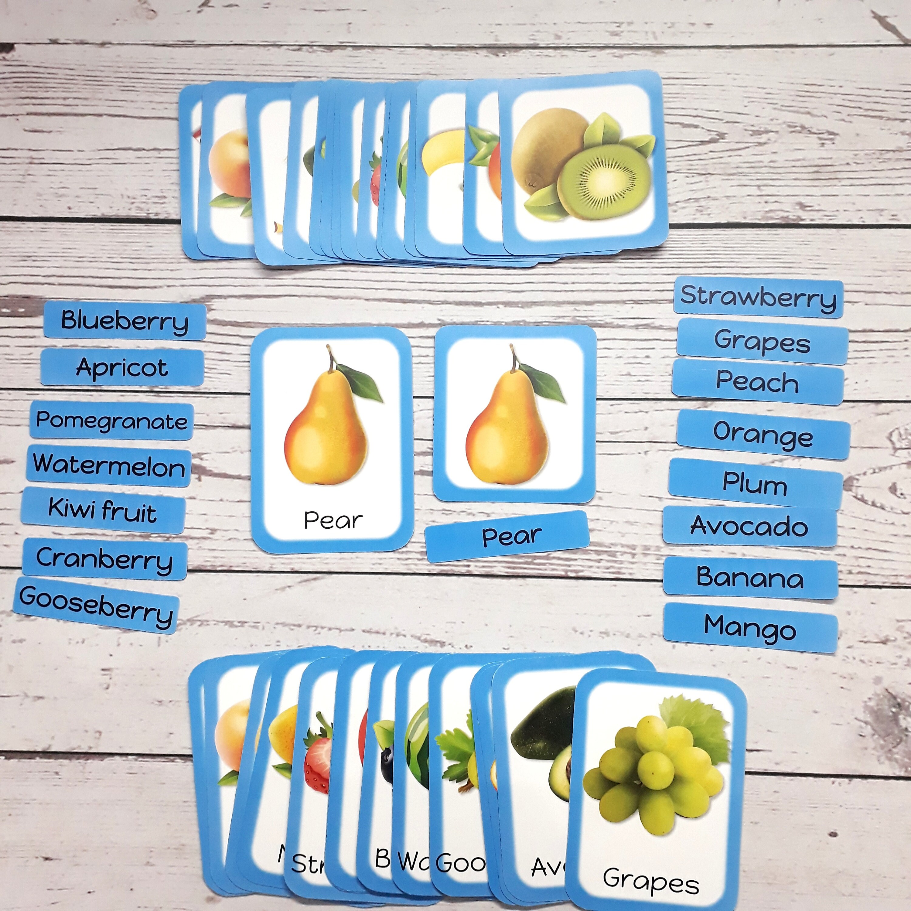 FRUITS Flashcard, Food Group, Montessori Flashcards, Educational ...