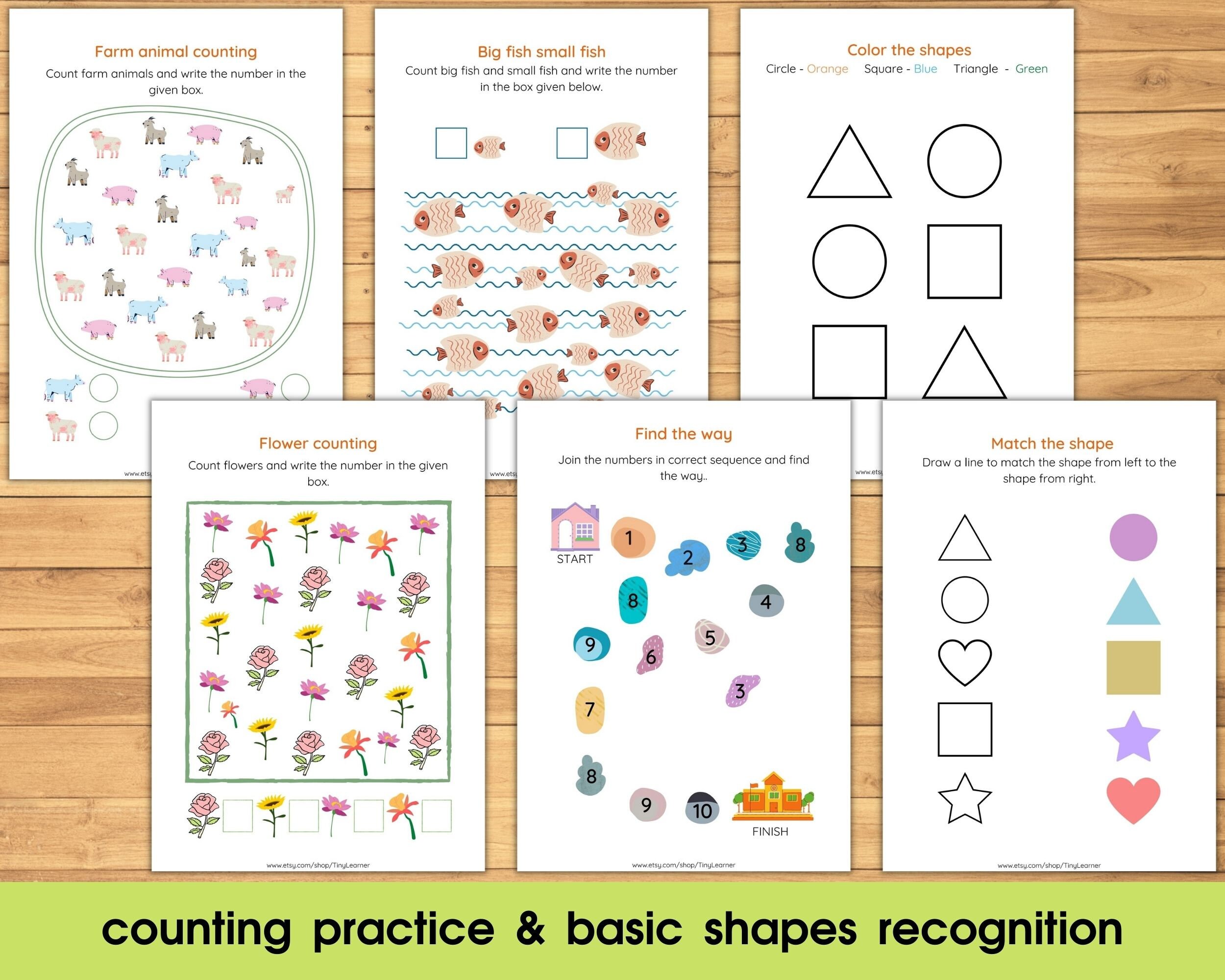 Kindergarten Math, 1-20 Number Worksheets, Number Match, Counting ...