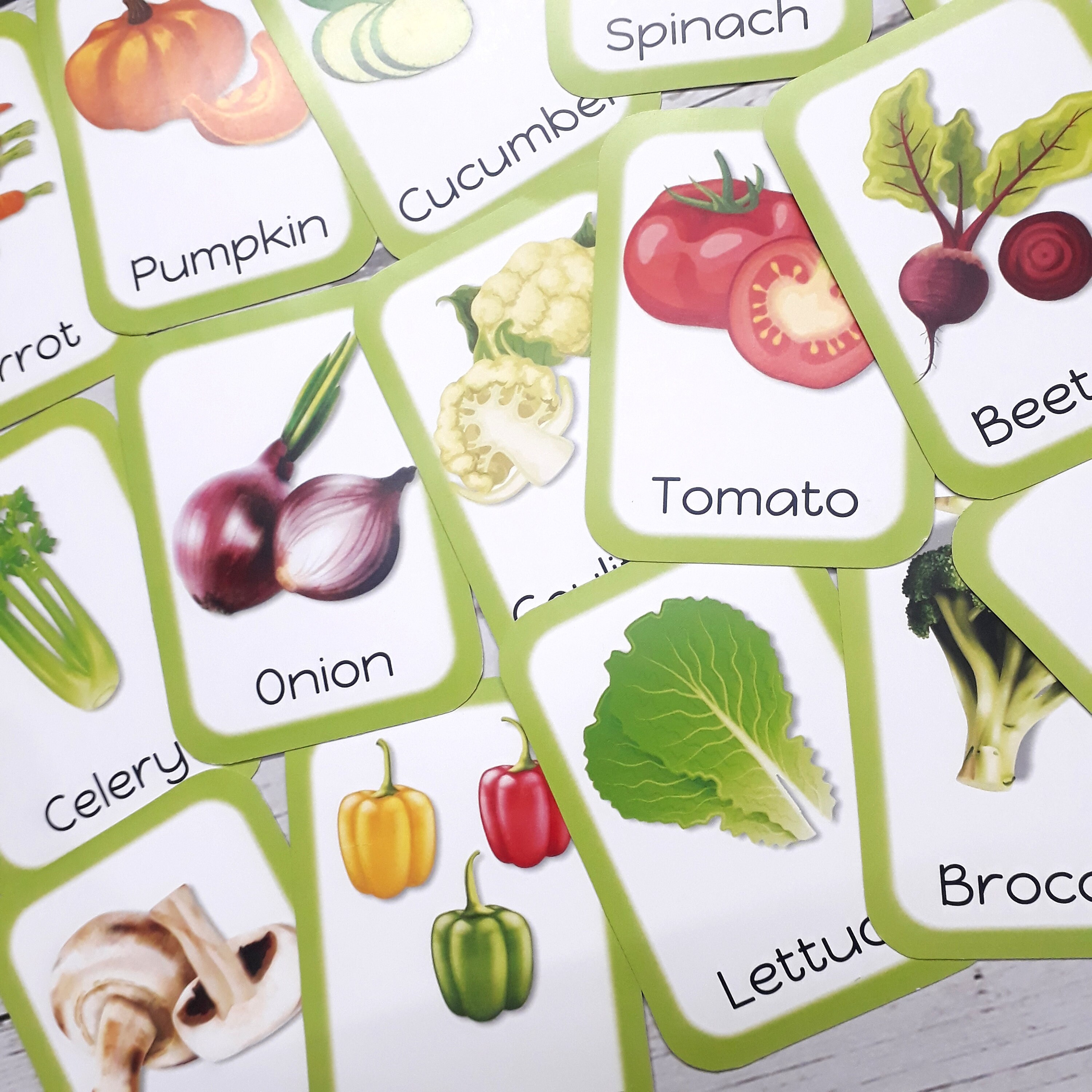 VEGETABLES Flashcard Food Group Montessori Flashcards - Etsy
