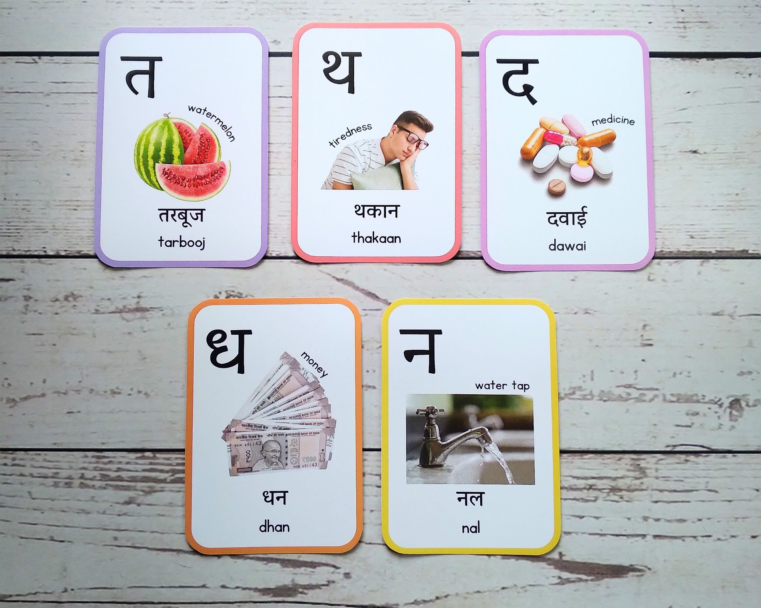 Buy Hindi Alphabet Flashcards With Real Pictures, Swar Vyanjan ...