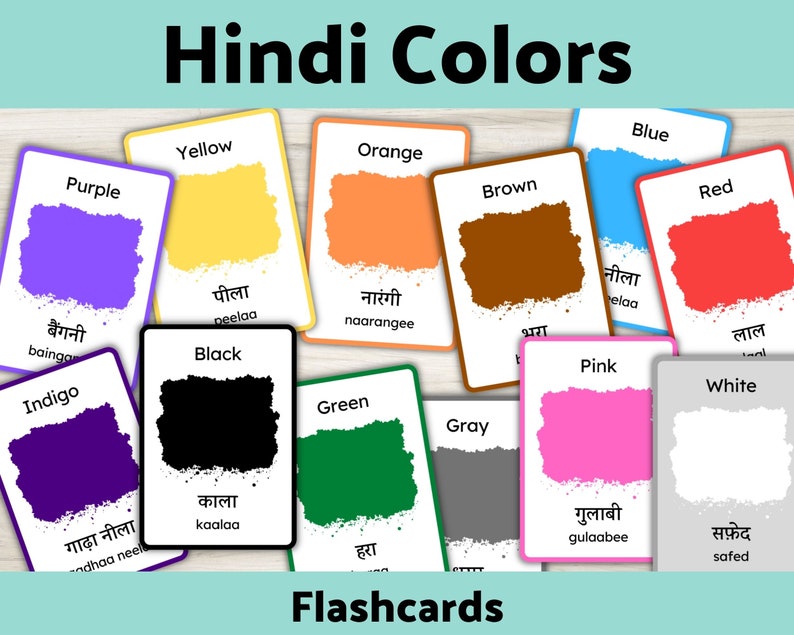 HINDI COLORS Flashcard Montessori Flashcards Educational - Etsy UK