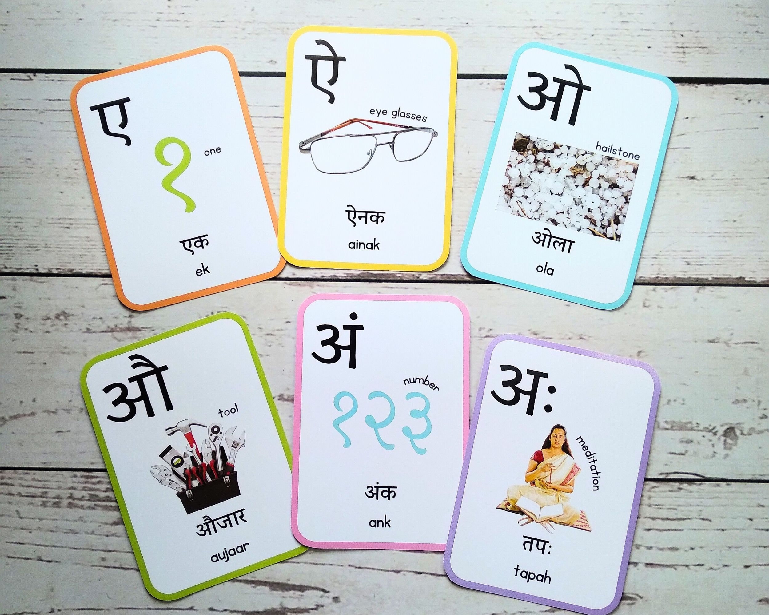 Hindi Varnamala Flashcards With Real Pictures, Swar Vyanjan Flashcard ...