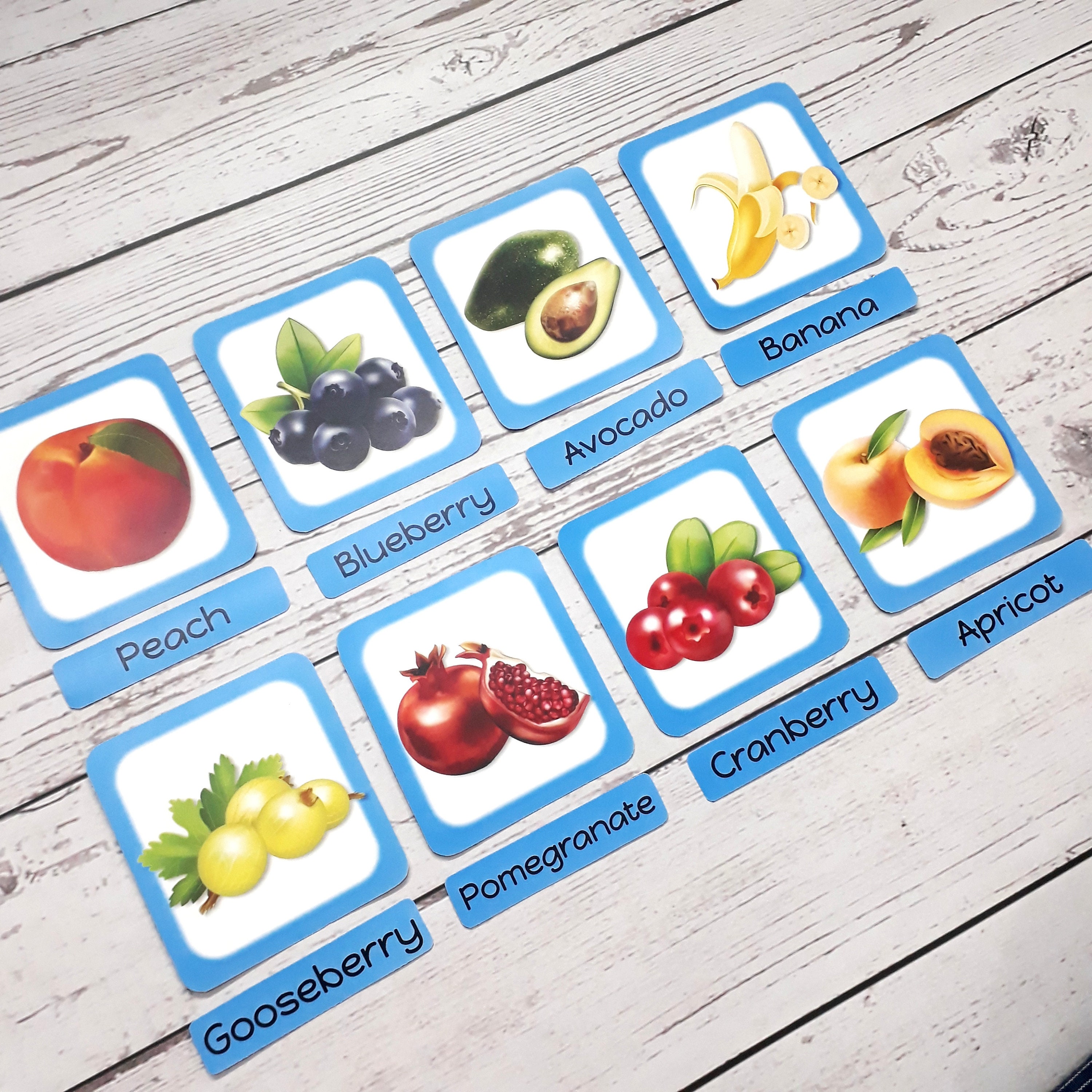 FRUITS Flashcard, Food Group, Montessori Flashcards, Educational ...