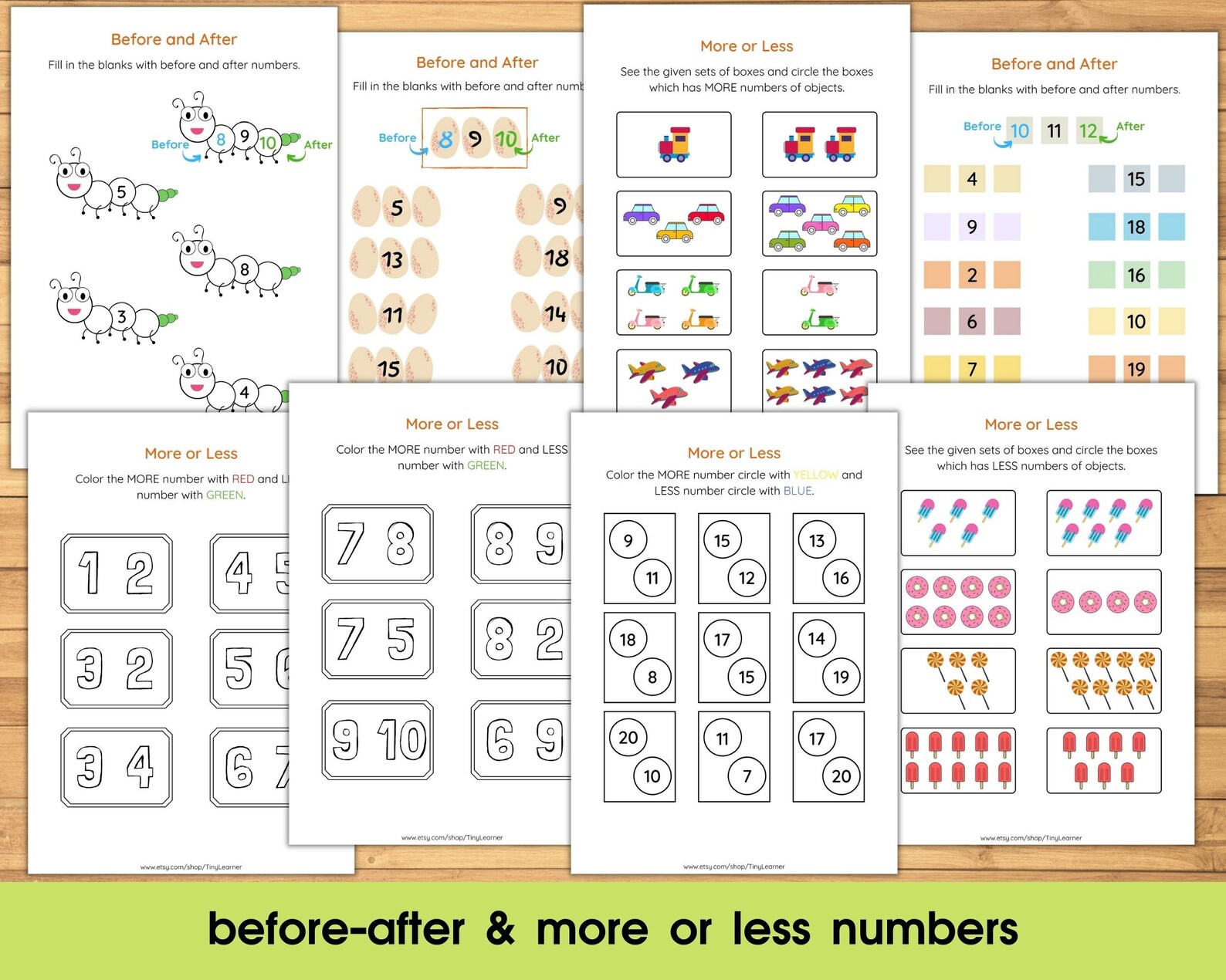 Kindergarten Math, 1-20 Number Worksheets, Number Match, Counting ...