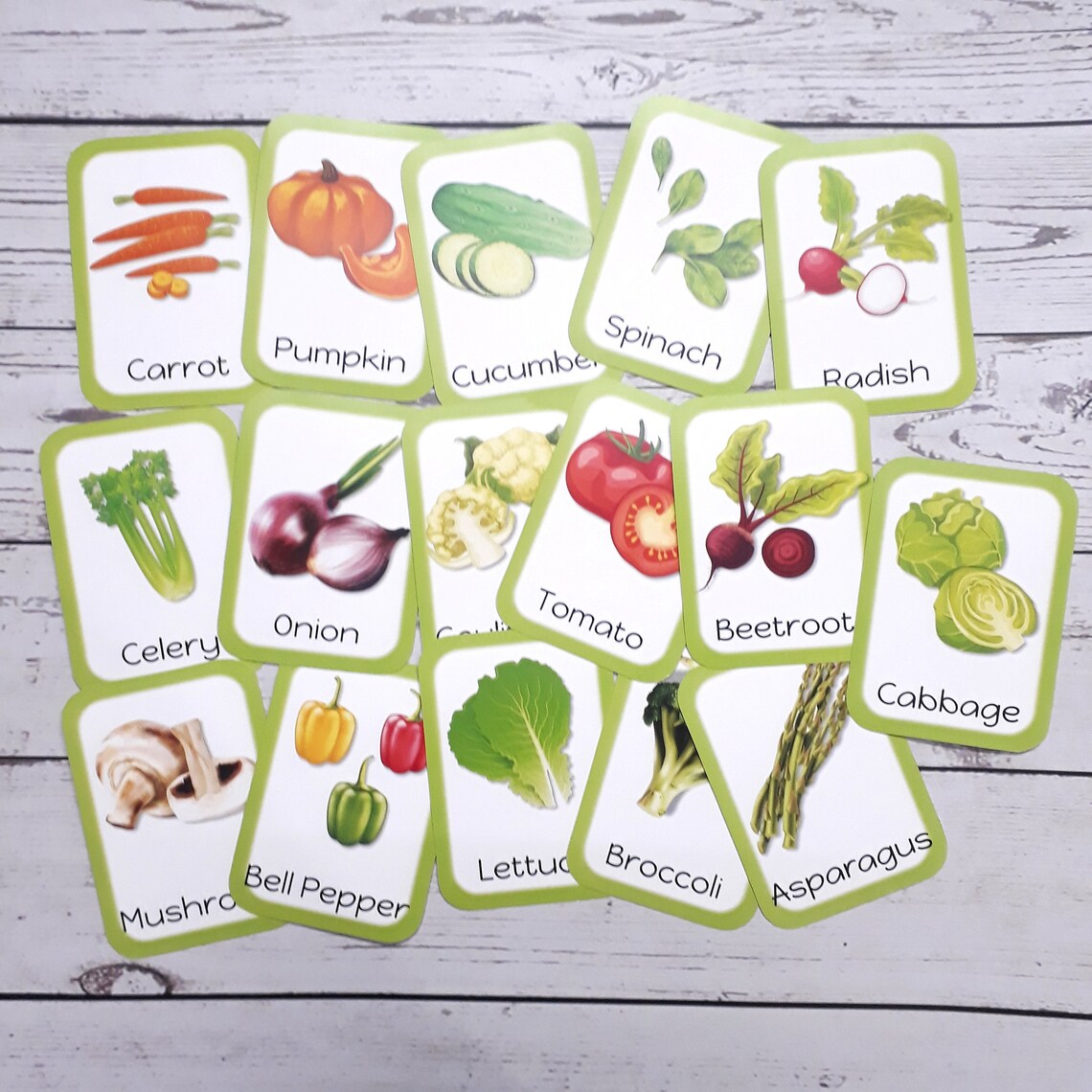 VEGETABLES Flashcard Food Group Montessori Flashcards - Etsy