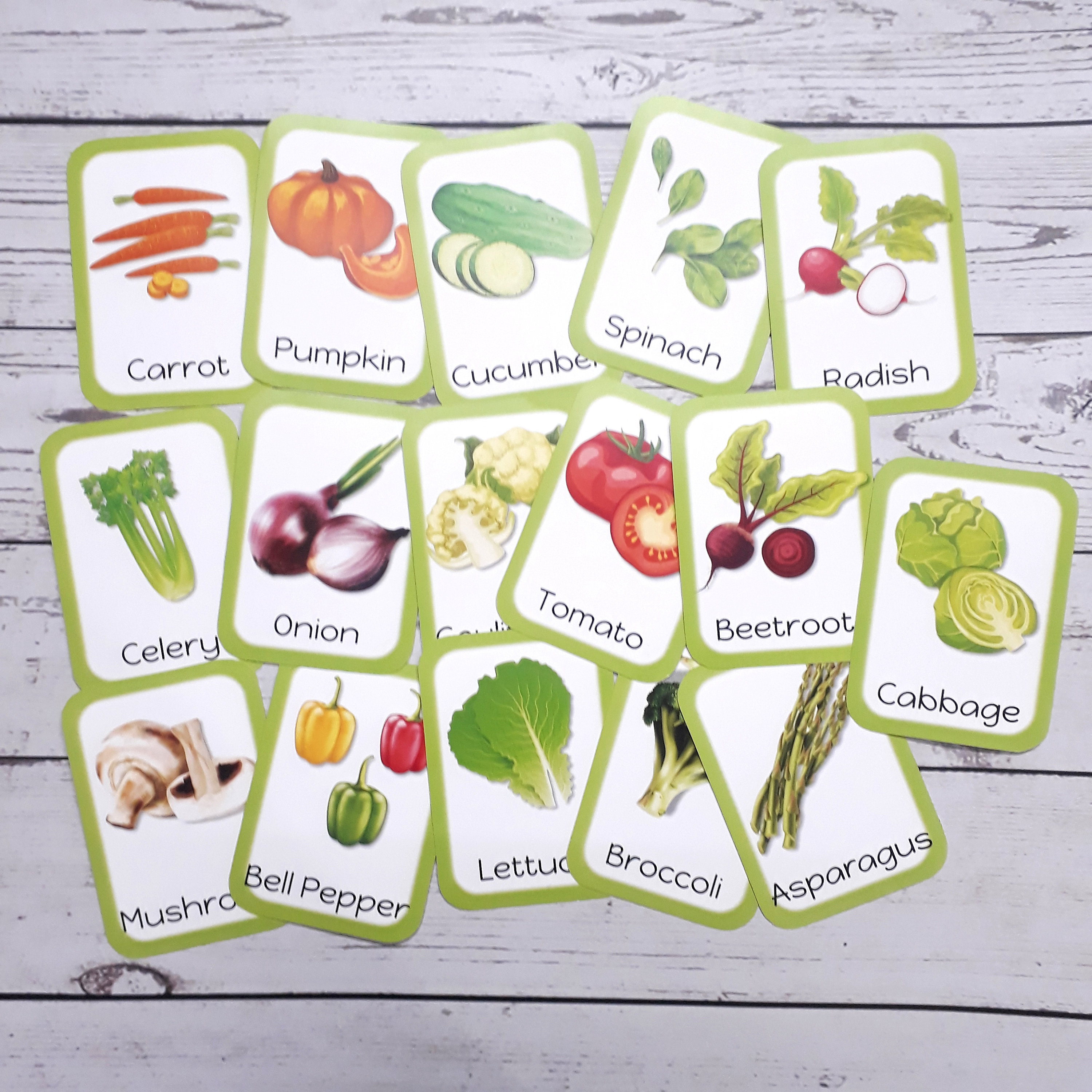 VEGETABLES Flashcard Food Group Montessori Flashcards - Etsy