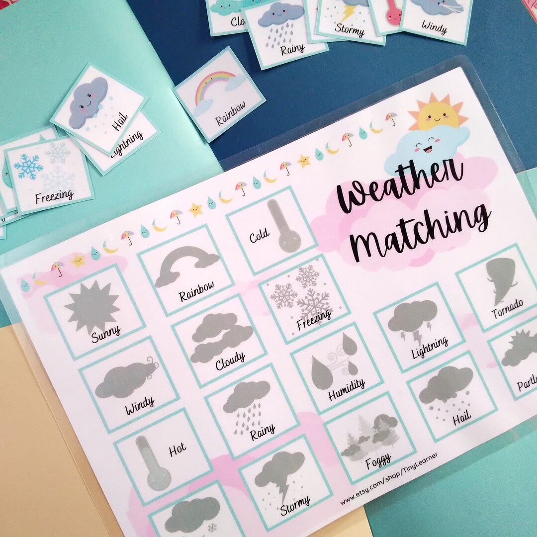 Printable Weather Matching Activity for Kids, Preschool Busy Book ...