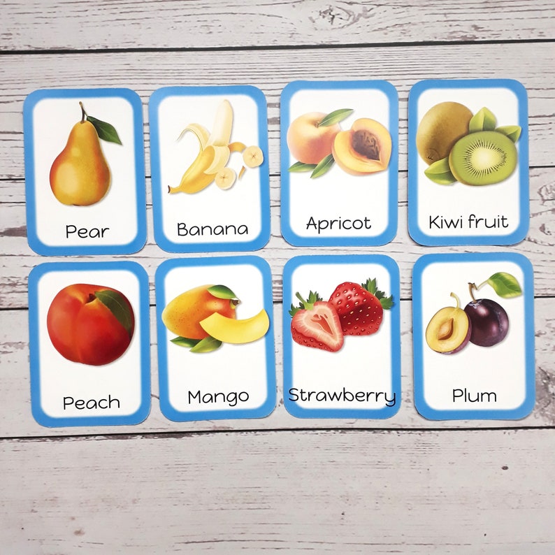 FRUITS Flashcard, Food Group, Montessori Flashcards, Educational ...