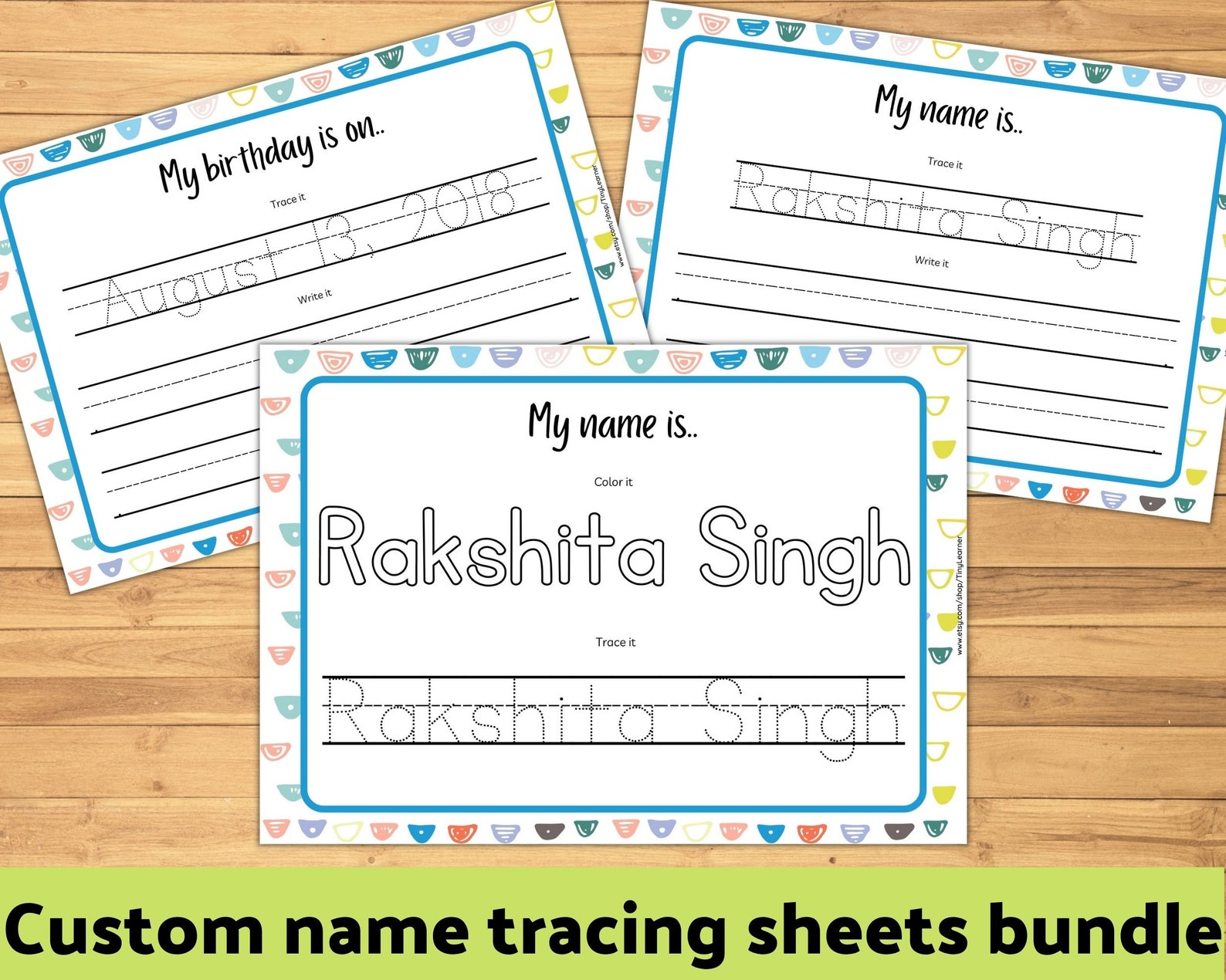 Custom Name Tracing Practice Sheet Tracing Worksheet Bundle - Etsy UK