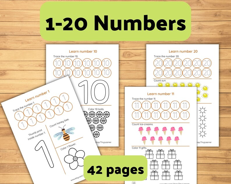 Printable Number Worksheets for Kids, 1-20 Number Recognition ...