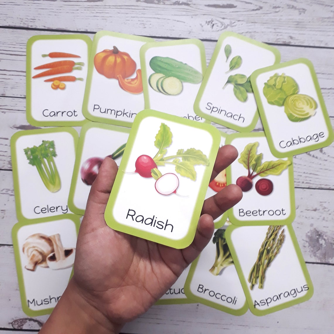 VEGETABLES Flashcard Food Group Montessori Flashcards - Etsy