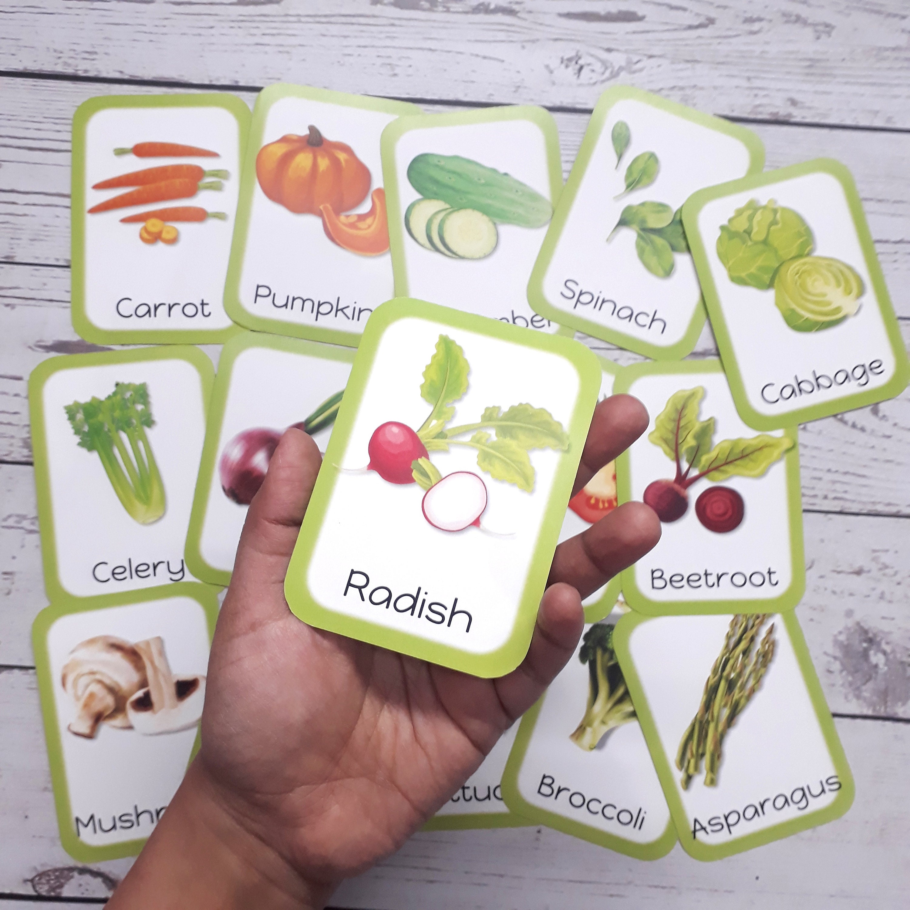 VEGETABLES Flashcard Food Group Montessori Flashcards - Etsy