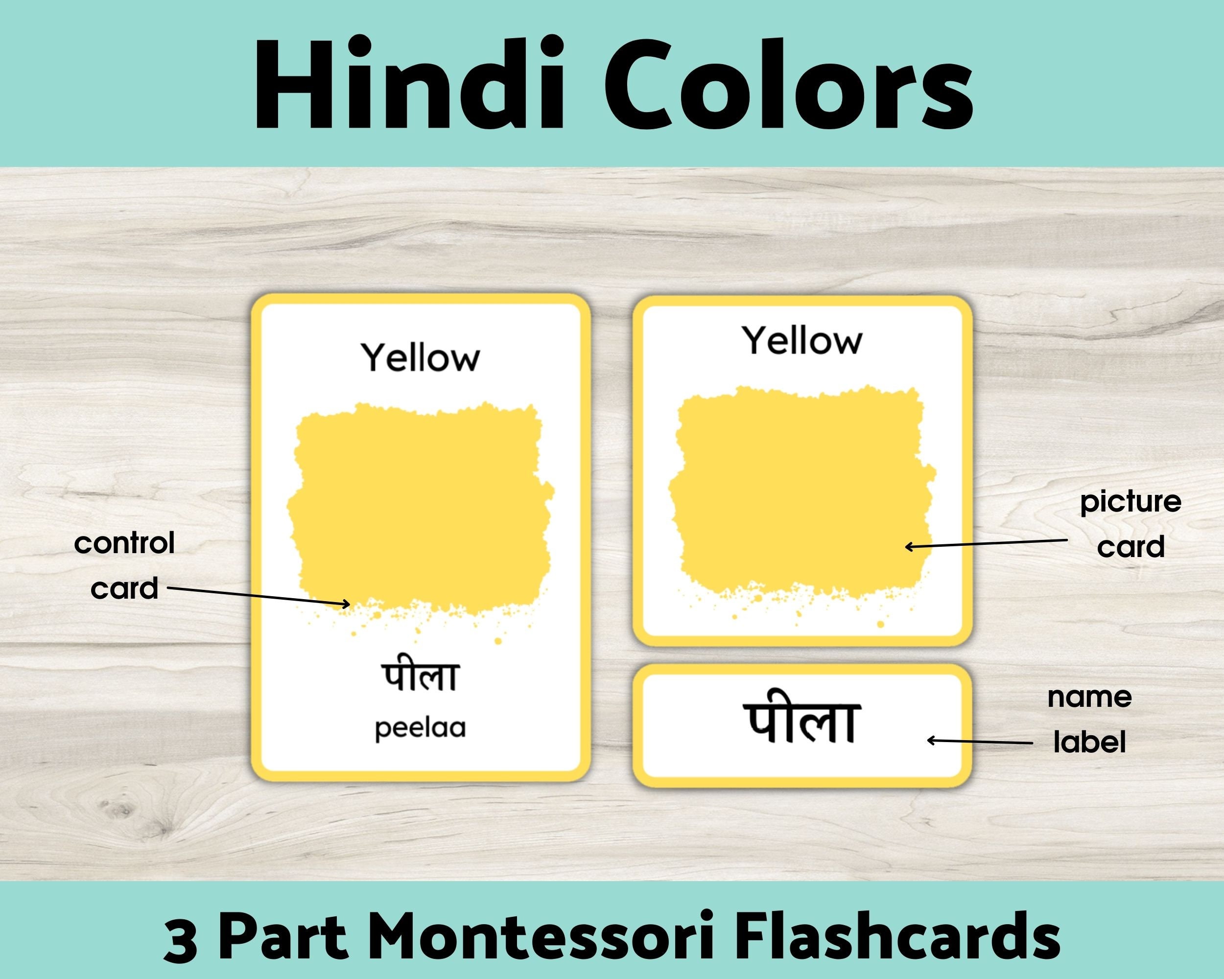 HINDI Colors Flashcard Montessori Flashcards Educational - Etsy UK